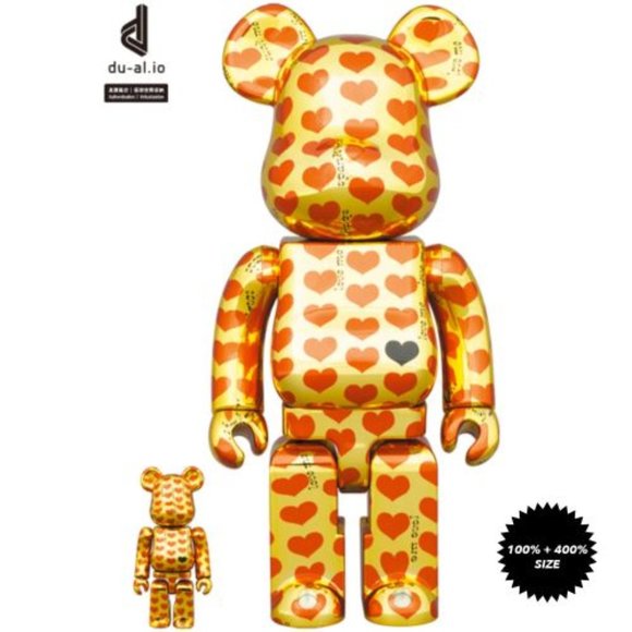Mindzai | Toys | Hide Gold Heart 0 400 Bearbrick Set By Medicom Toy ...